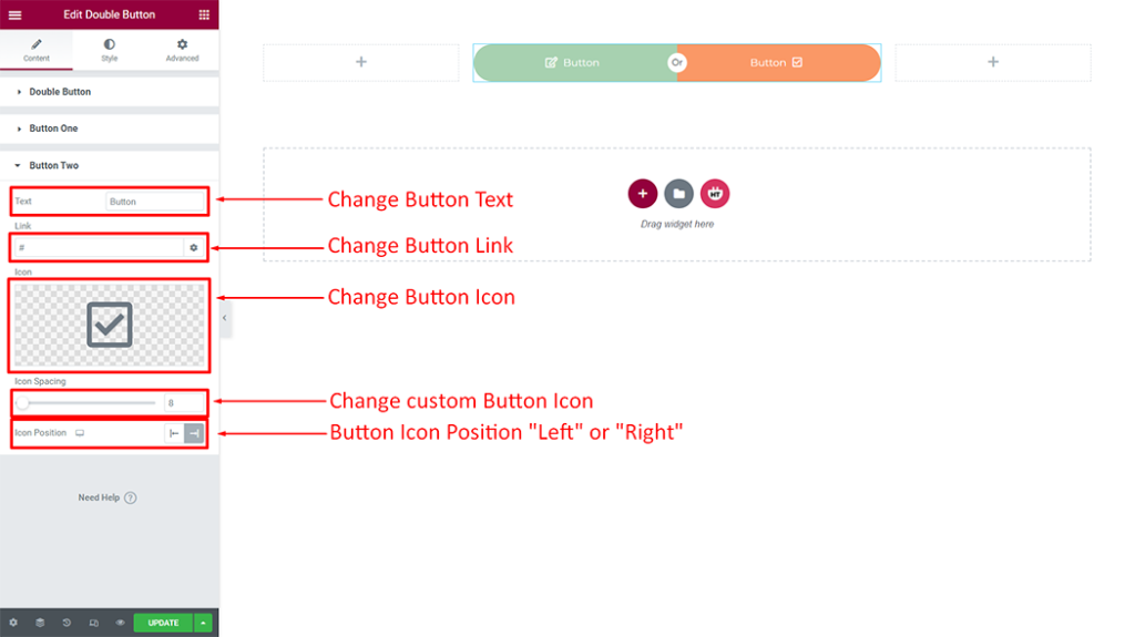Double Button Widget - HT Mega Addons for Elementor