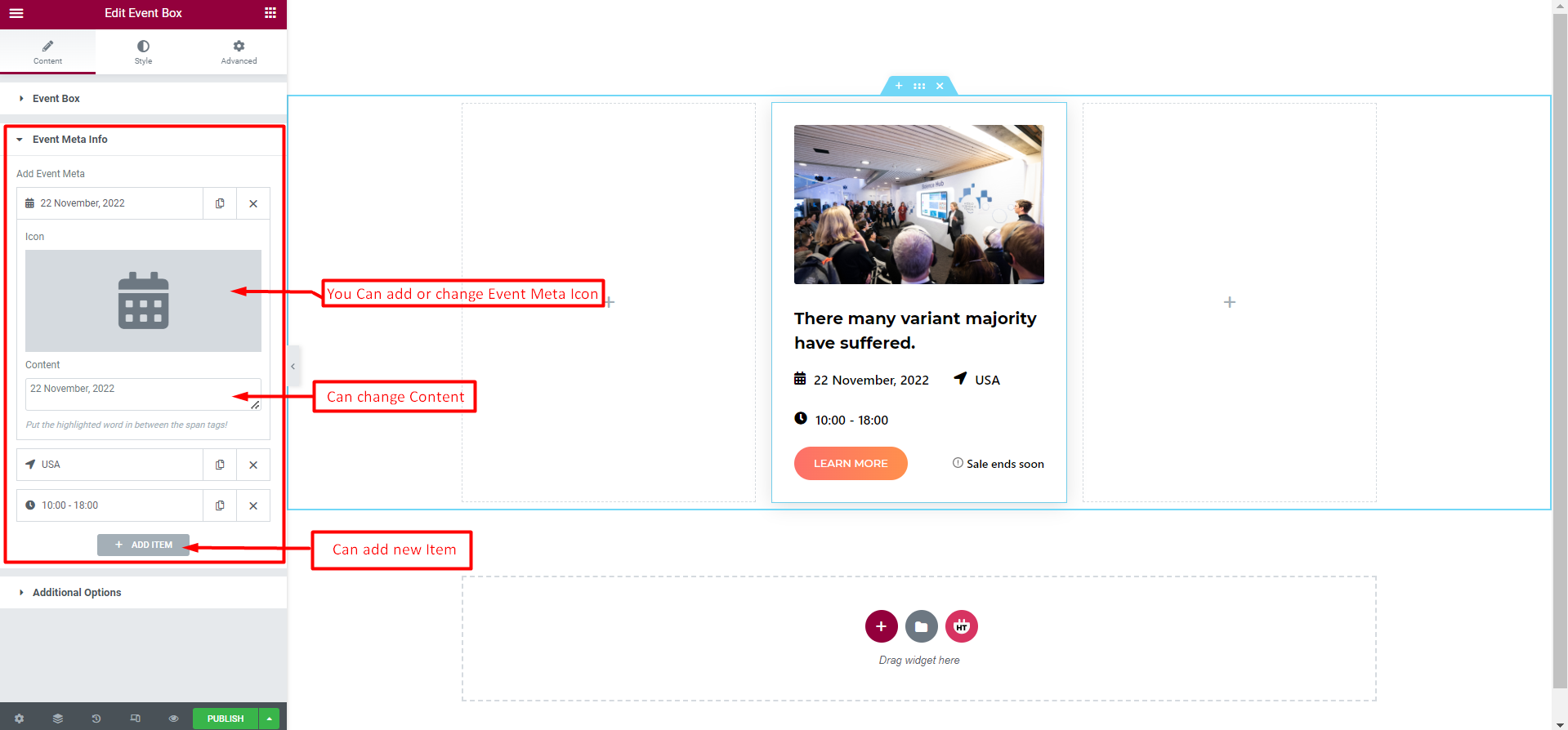 Event Box Widget - HT Mega Addons for Elementor