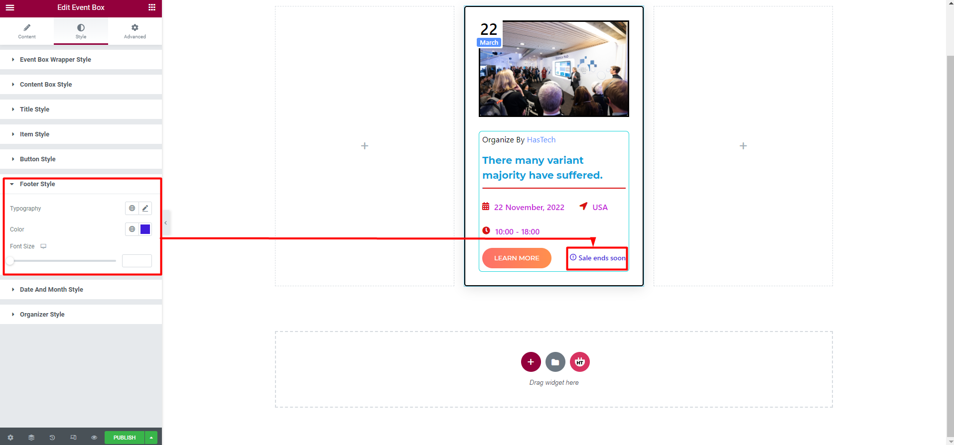 Event Box Widget - HT Mega Addons for Elementor