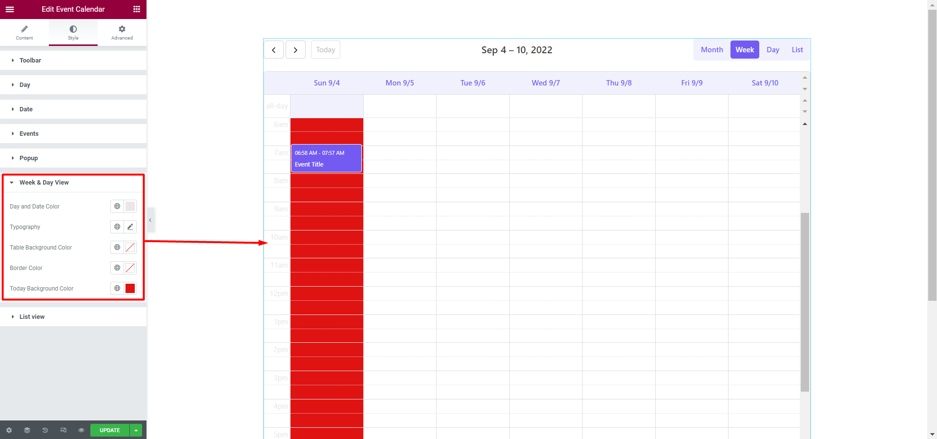 Event Calendar Widget - HT Mega Addons for Elementor