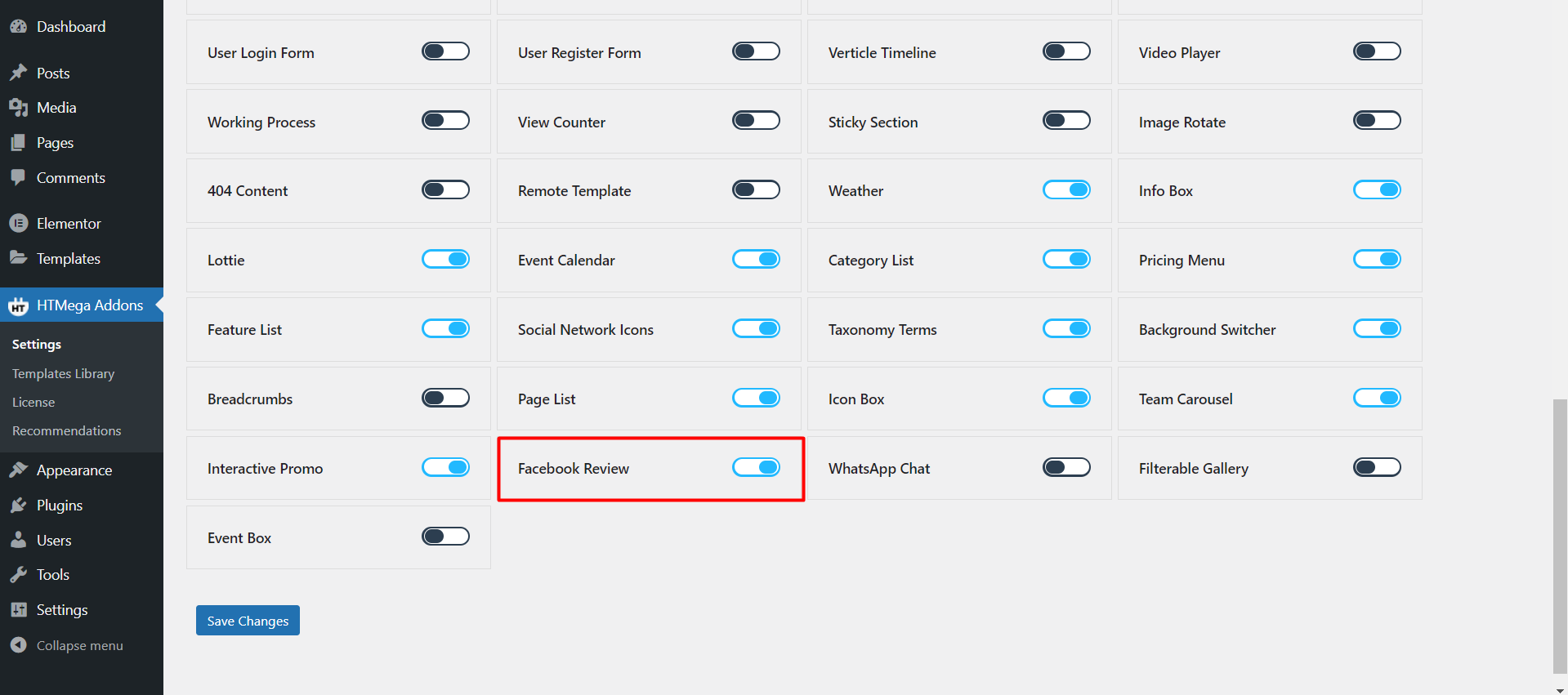 Facebook Review Widget - HT Mega Addons for Elementor