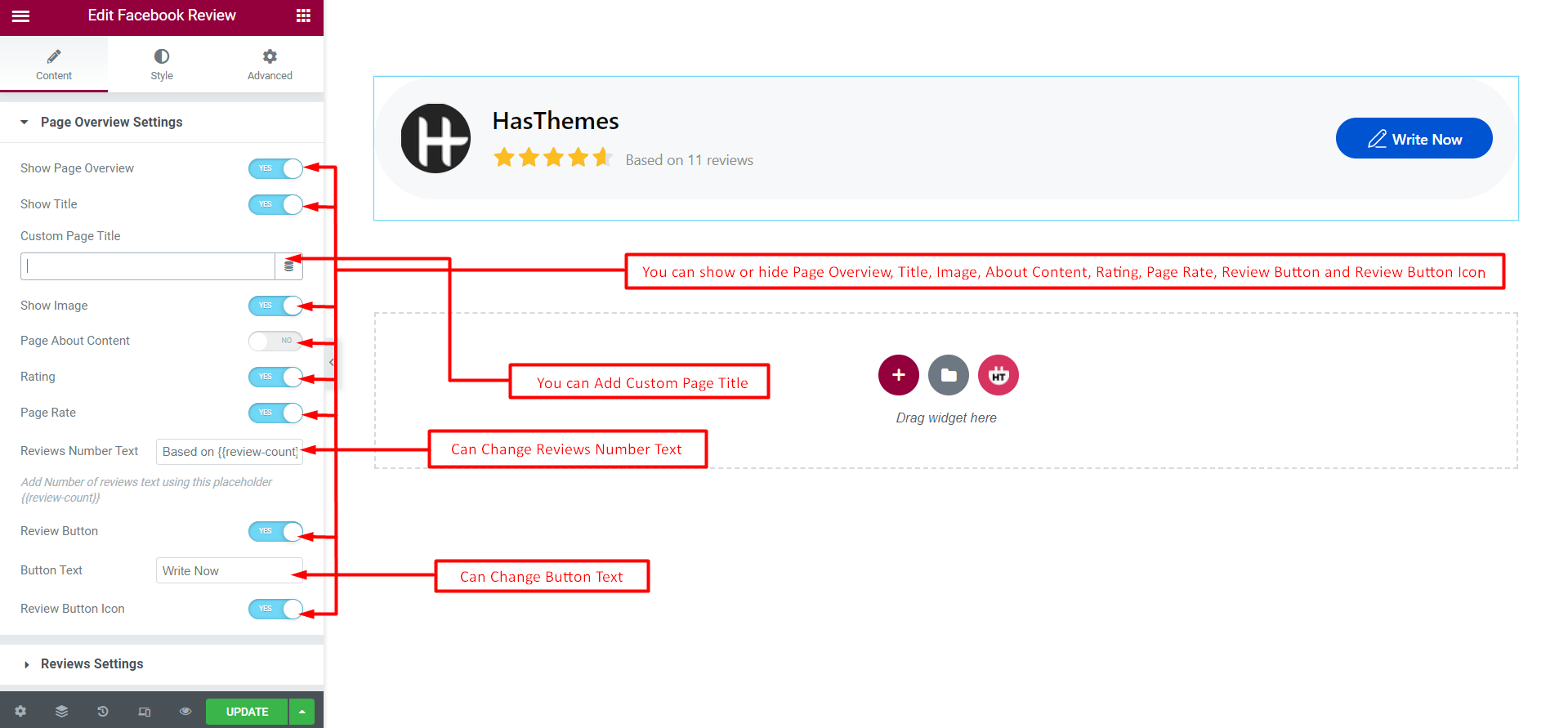 Facebook Review Widget - HT Mega Addons for Elementor